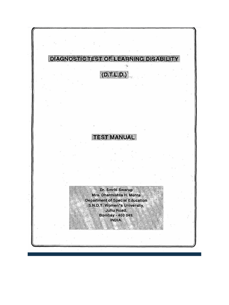 Diagnostic Test of Learning Disability | PDF