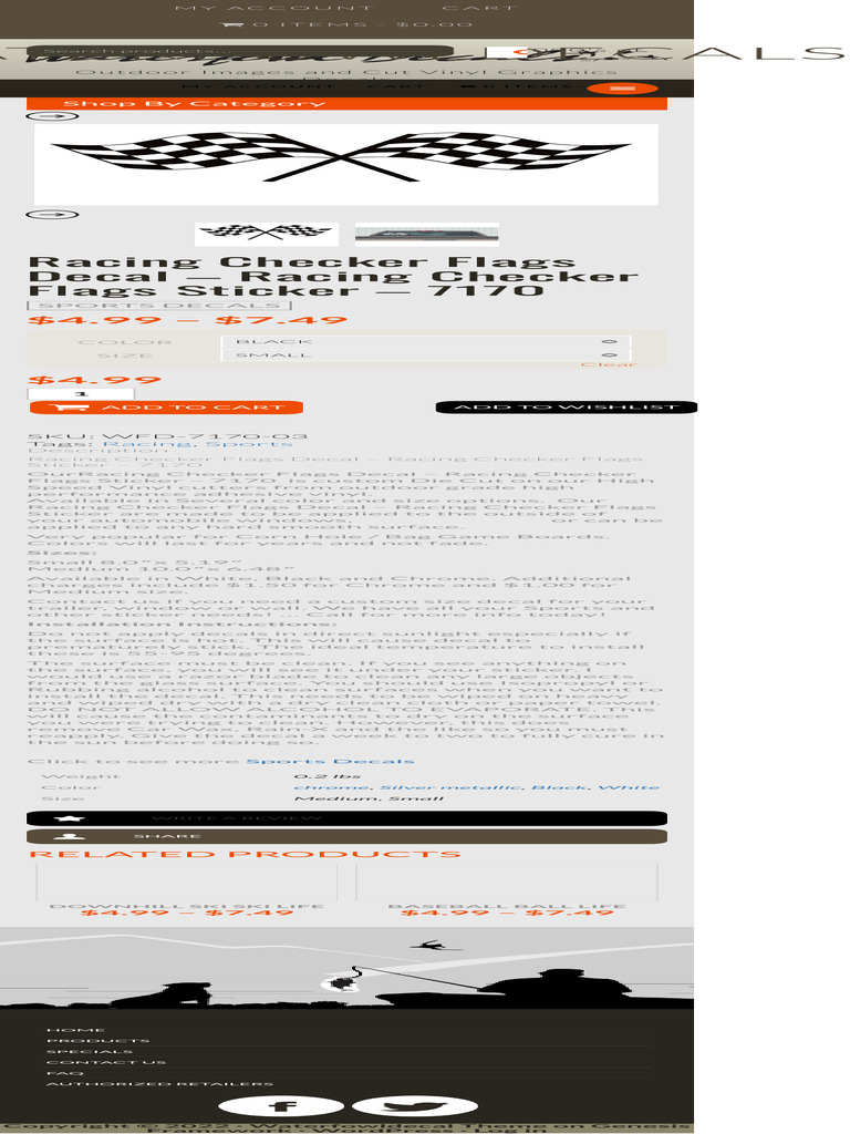 Racing Checker Flags Decal - Racing Checker Flags Sticker - 7170 | PDF