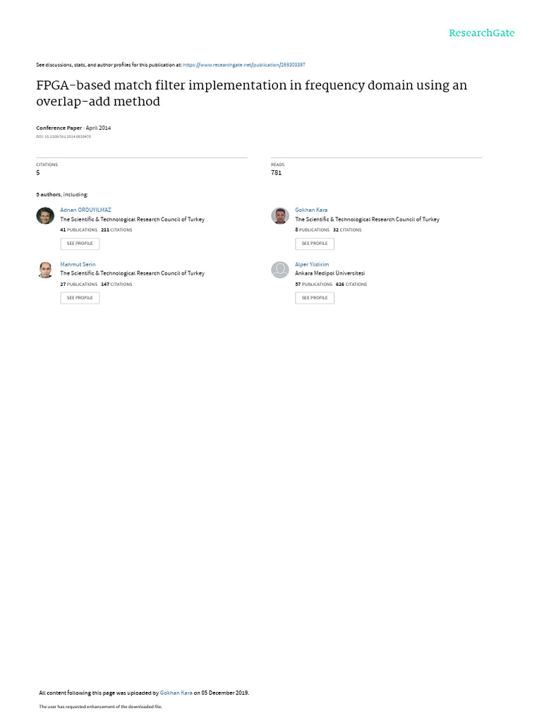 Fpga Based Match Filter Implementationin Frequency Domain Pdf Filter Signal Processing