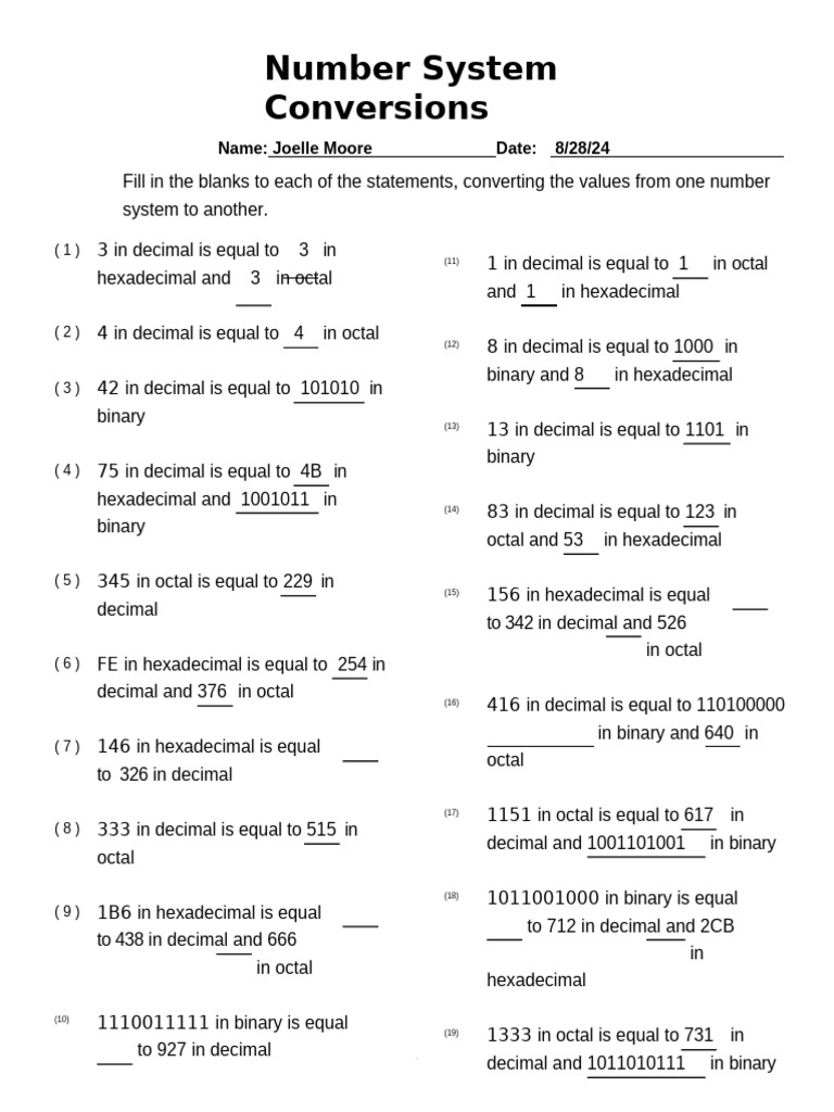 Homework1 Number System Conversions | PDF