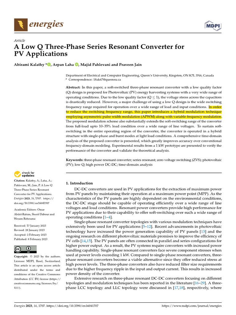 A Low Q Three Phase Series Resonant Converter For Pdf