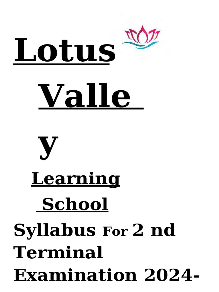 Class LKG Oral English Math Second Term Syllabus | PDF