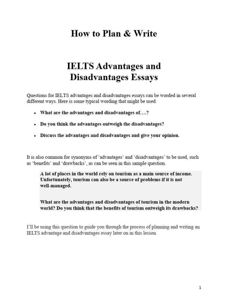 Advantages & Disadvantages Essay. Task 2 | PDF