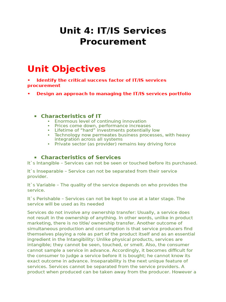 Unit 4 ITIS Services Procurement | PDF