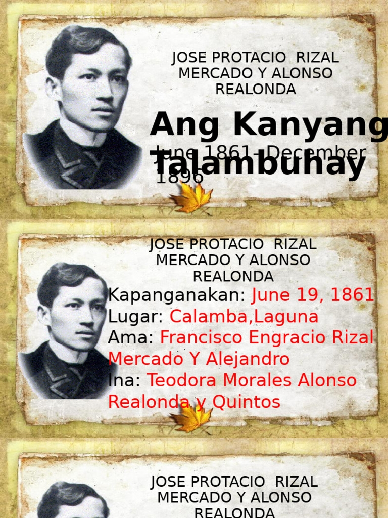 Jose Protacio Rizal Mercado y Alonso Realonda | PDF | Spanish Language ...