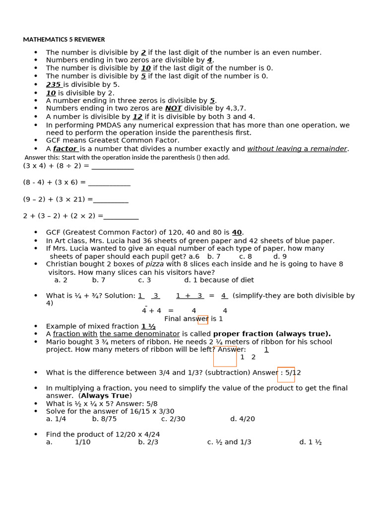 MATH 5 REVIEWER (2) | PDF