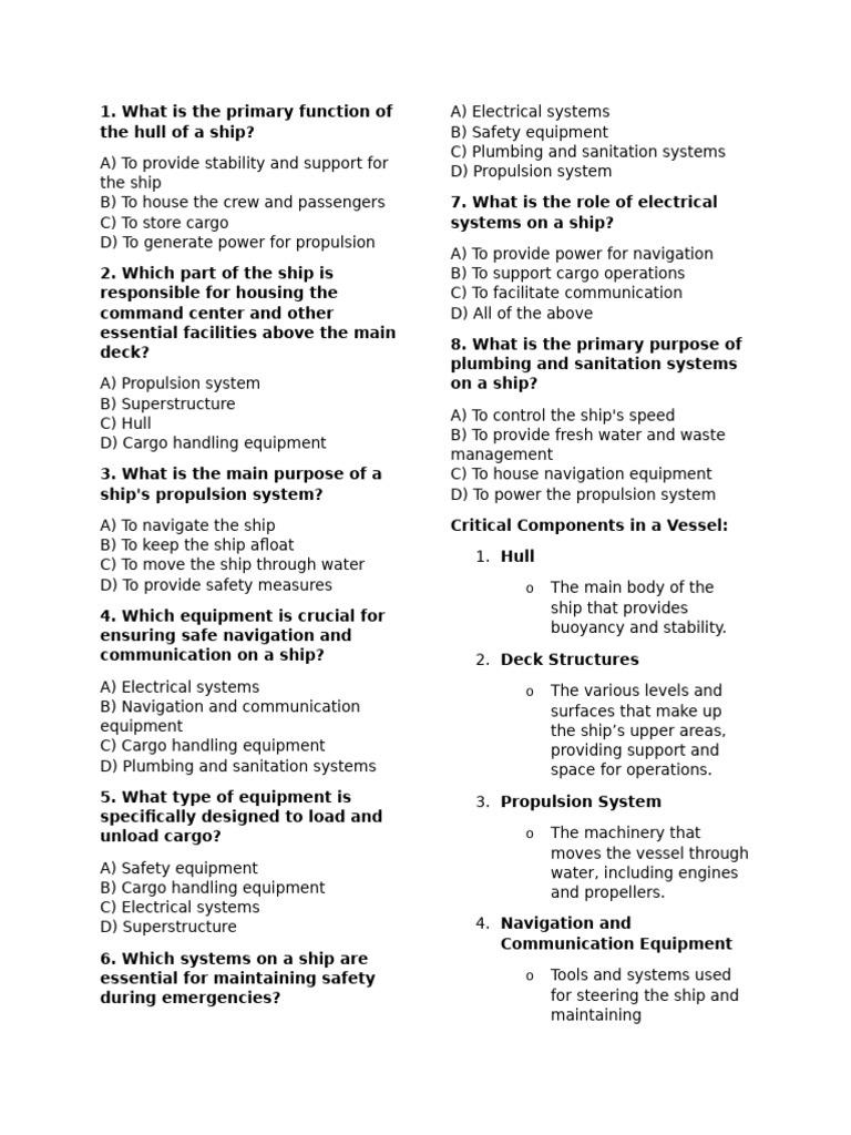 Midterm Reviewer - Elective | PDF | Ships | Technology & Engineering Midterm Reviewer - Elective | PDF | Ships | Technology & Engineering