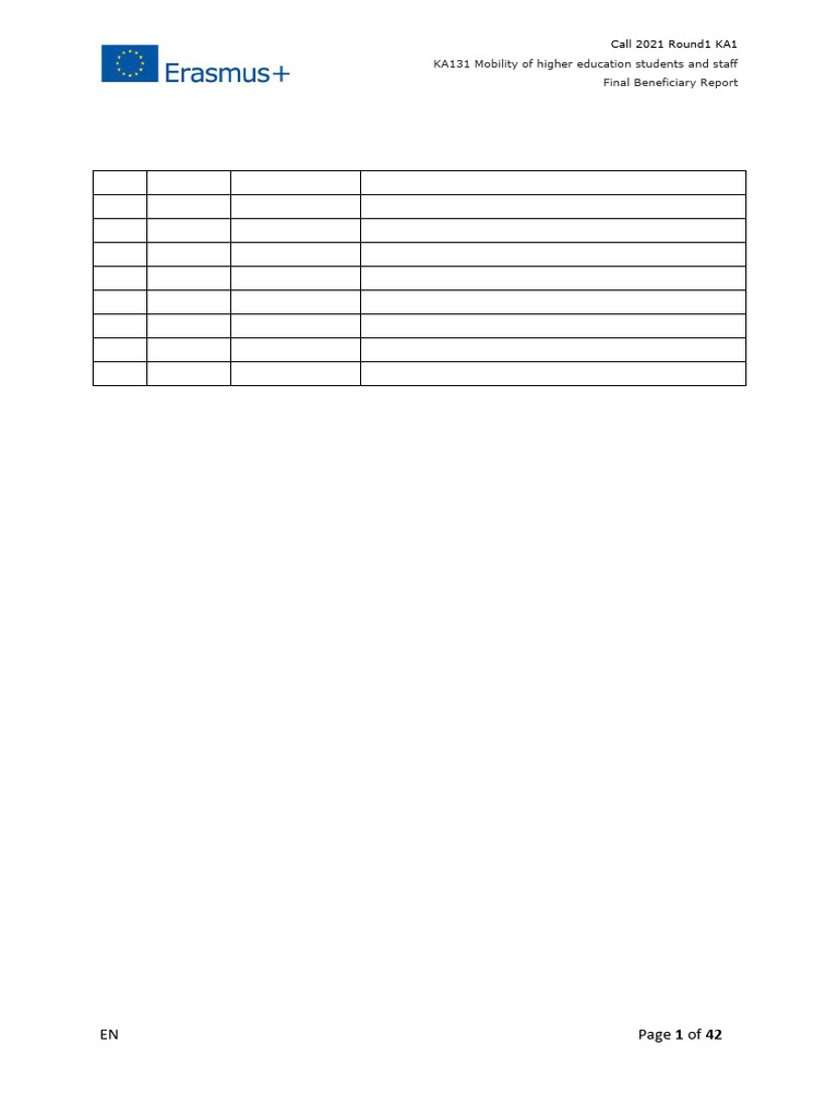 KA131 Final Report Template | PDF