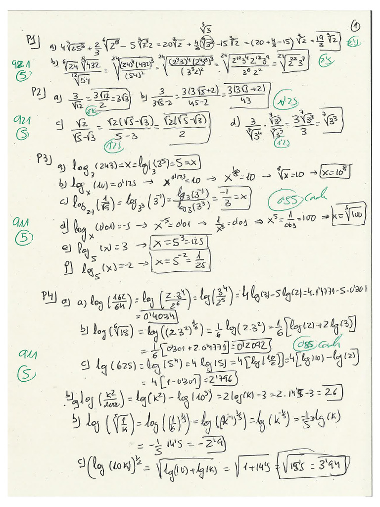 Solucions de Lexamen de Radicals I Logaritmes | PDF