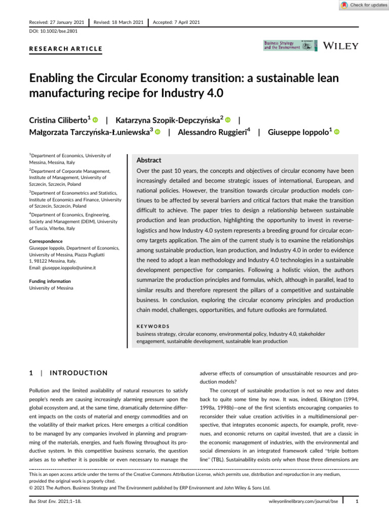 Enabling The Circular Economy Transition - A Sustainable Lean ...