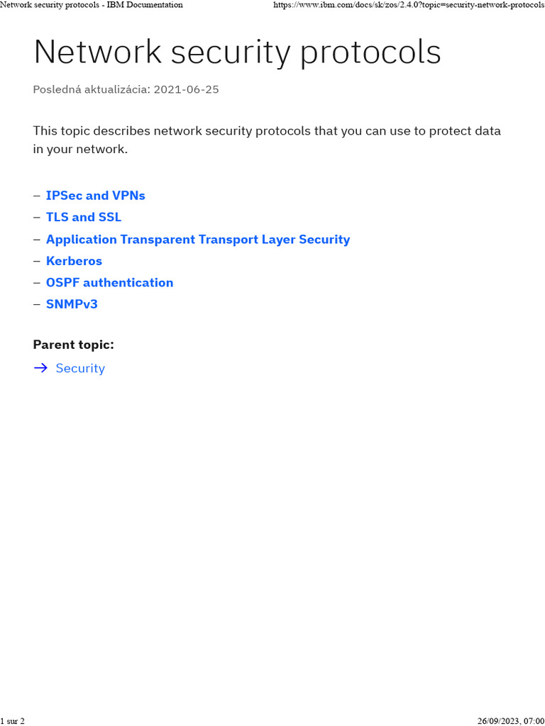 Network Security Protocols - IBM Documentation | PDF