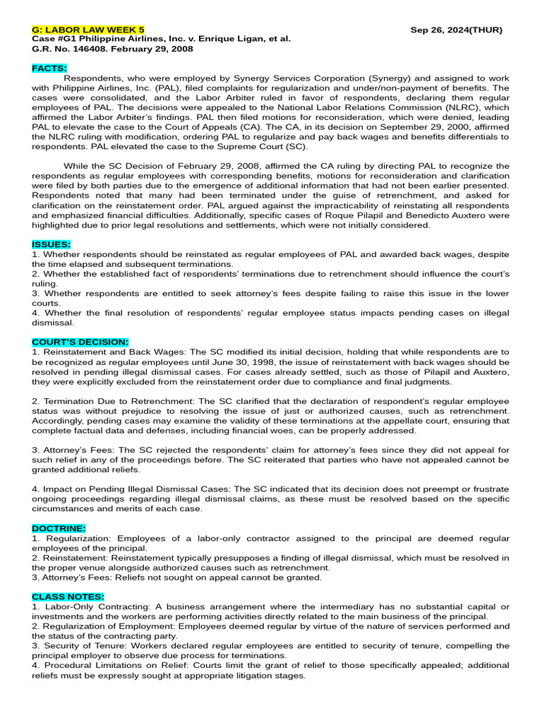 LABOR LAW CASES | PDF