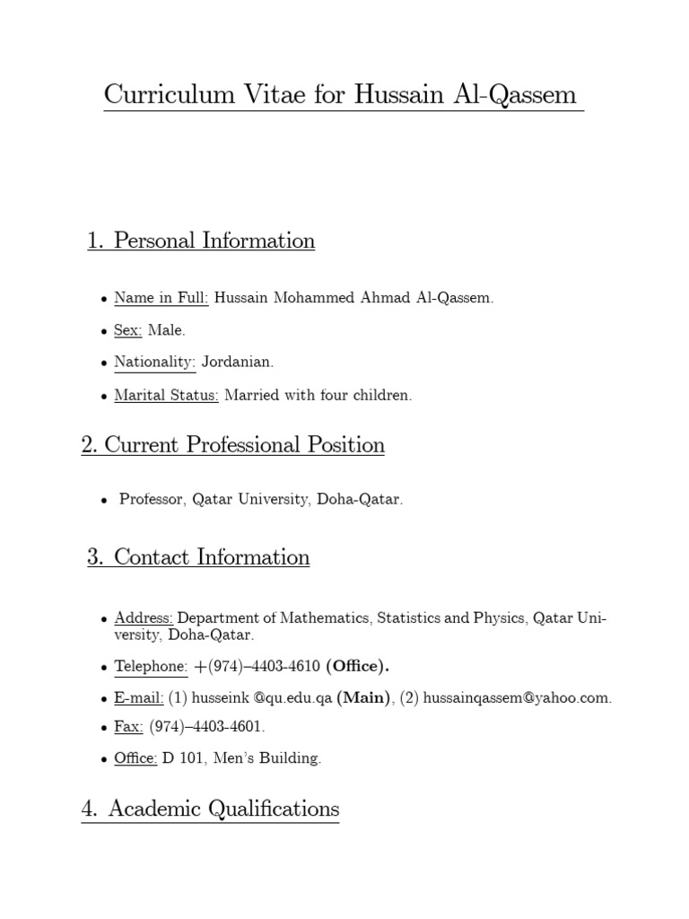 Prof_Hussain_Al_Qassem_CV | PDF Prof_Hussain_Al_Qassem_CV | PDF