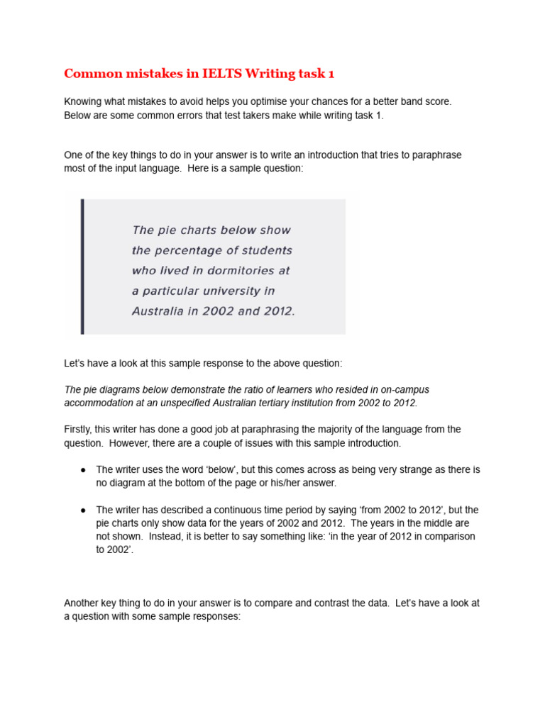 Common Issues in Task 1 | PDF
