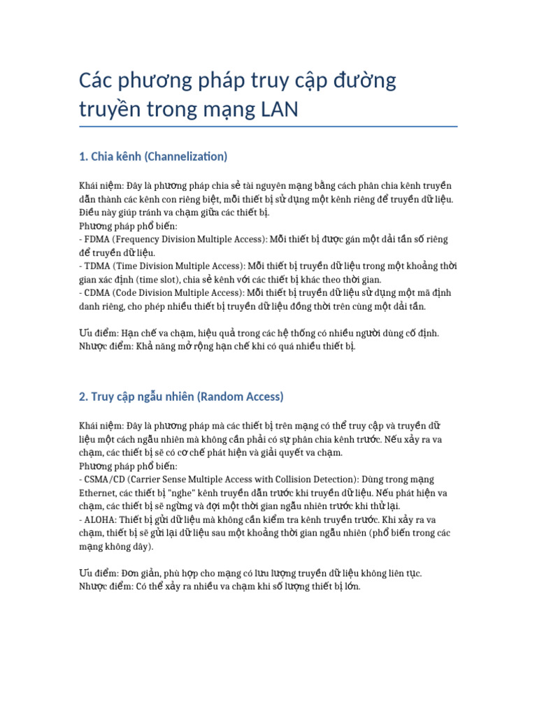 Phuong Phap Truy Cap Duong Truyen Trong Mang LAN | PDF