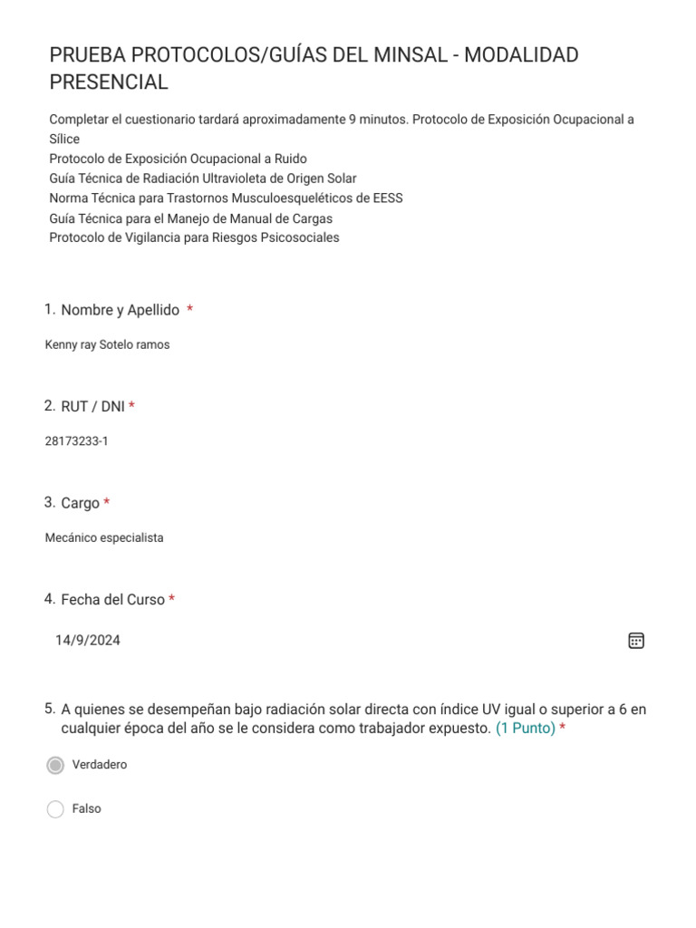 Prueba Protocolos - Guías Del Minsal - Modalidad Presencial | PDF
