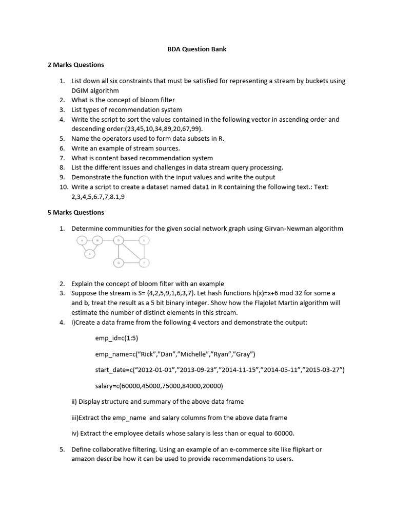BDA Question Bank | PDF