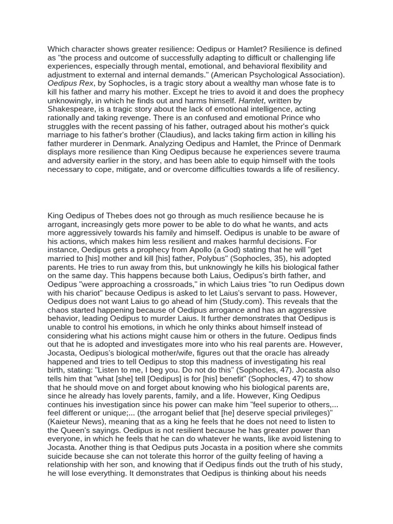 Oedipus Rex Hamlet | PDF