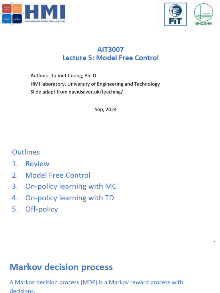Lecture5 Model Free Control | PDF
