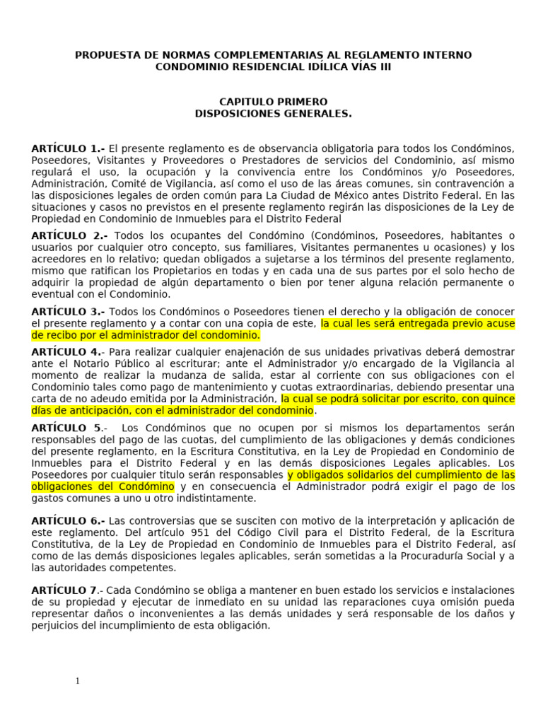 Propuesta de Normas Complementarias | PDF