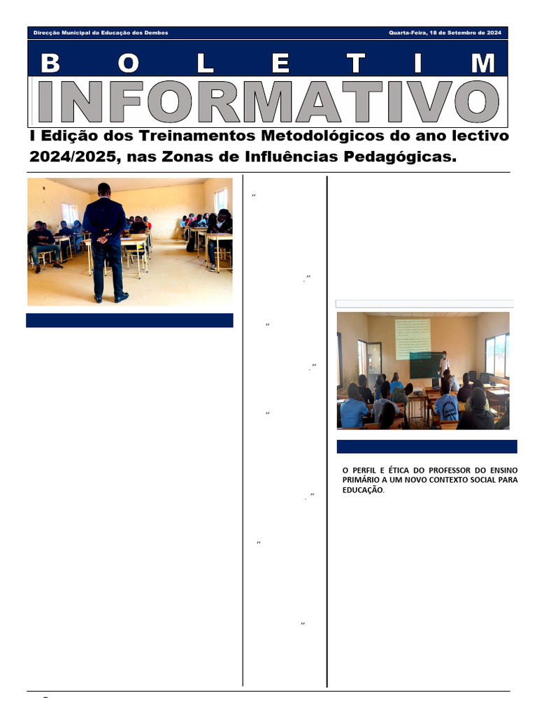 Boletim Informativo - I Treinamento Pedagógico 2024-2025 | PDF
