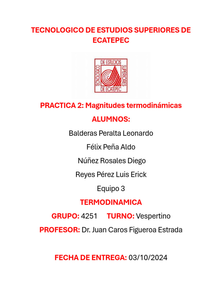 Practica 2 de Termo | PDF
