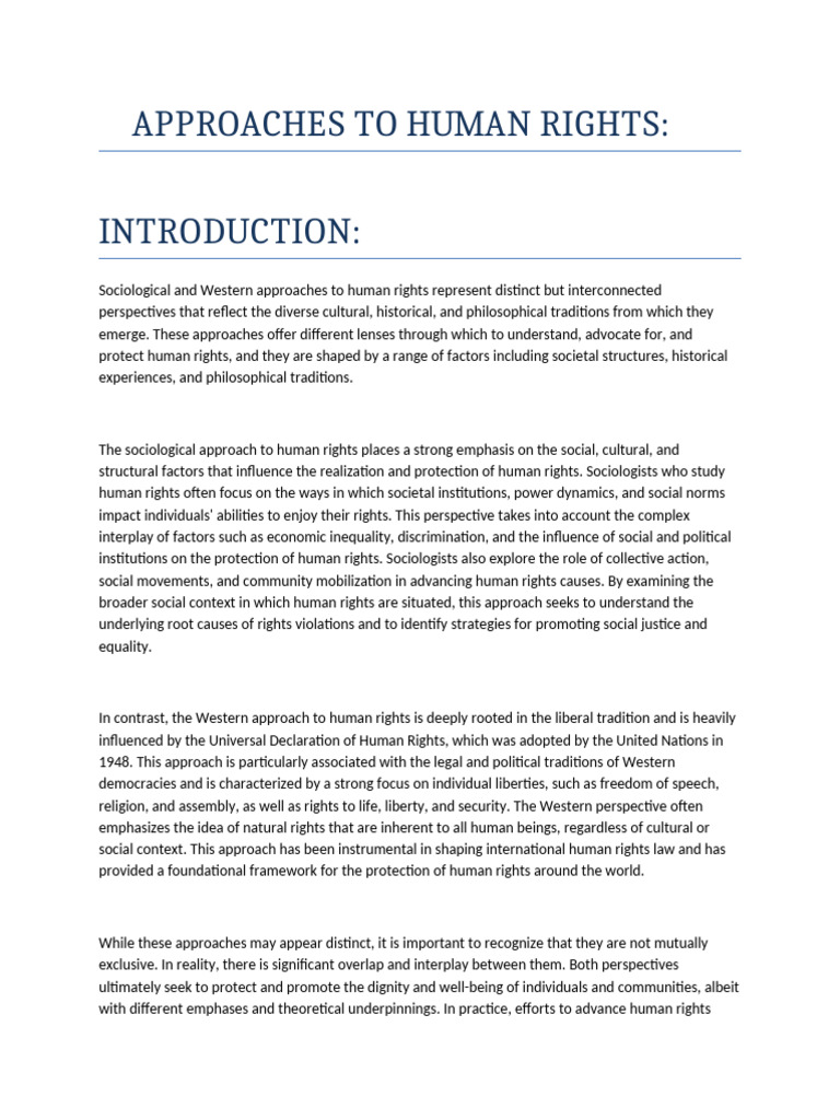 Approaches of Human Rights | PDF | Human Rights | Sociology