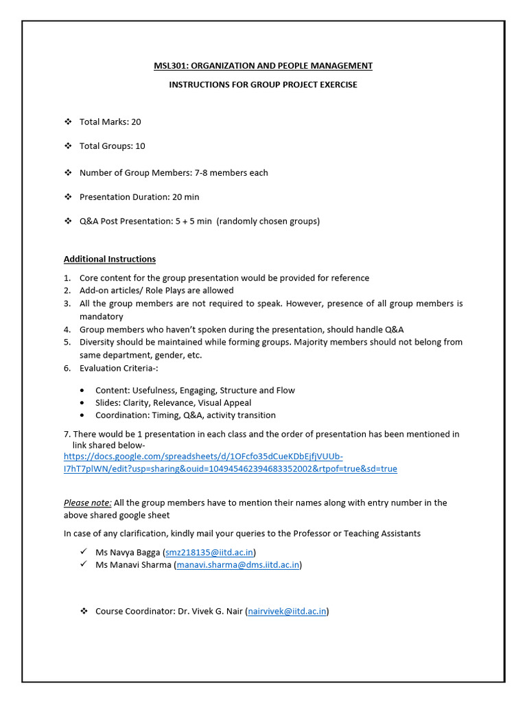 Group Project Exercise Pdf