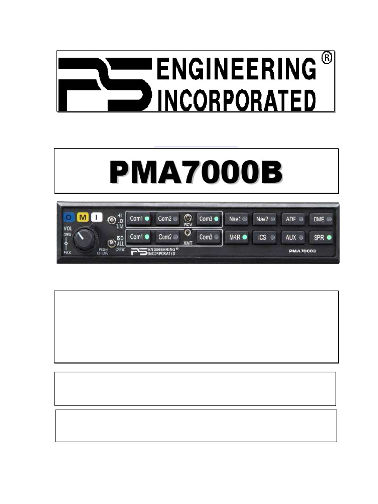 PMA7000B - Installation Manual | PDF