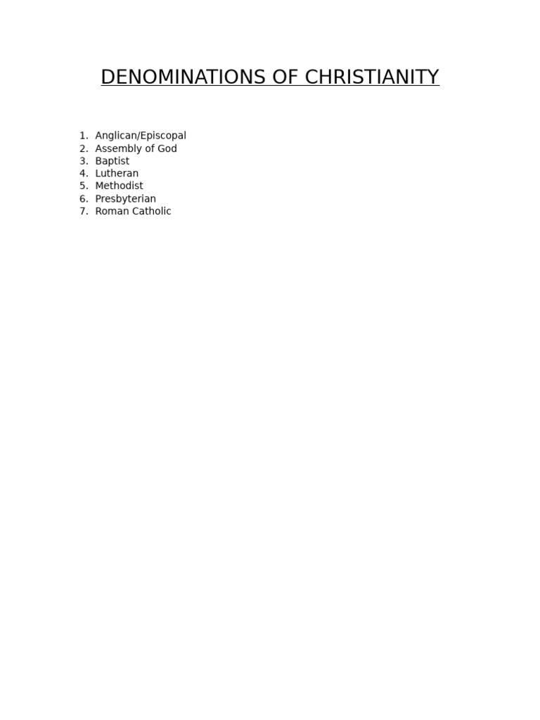Denominations of Christianity | PDF
