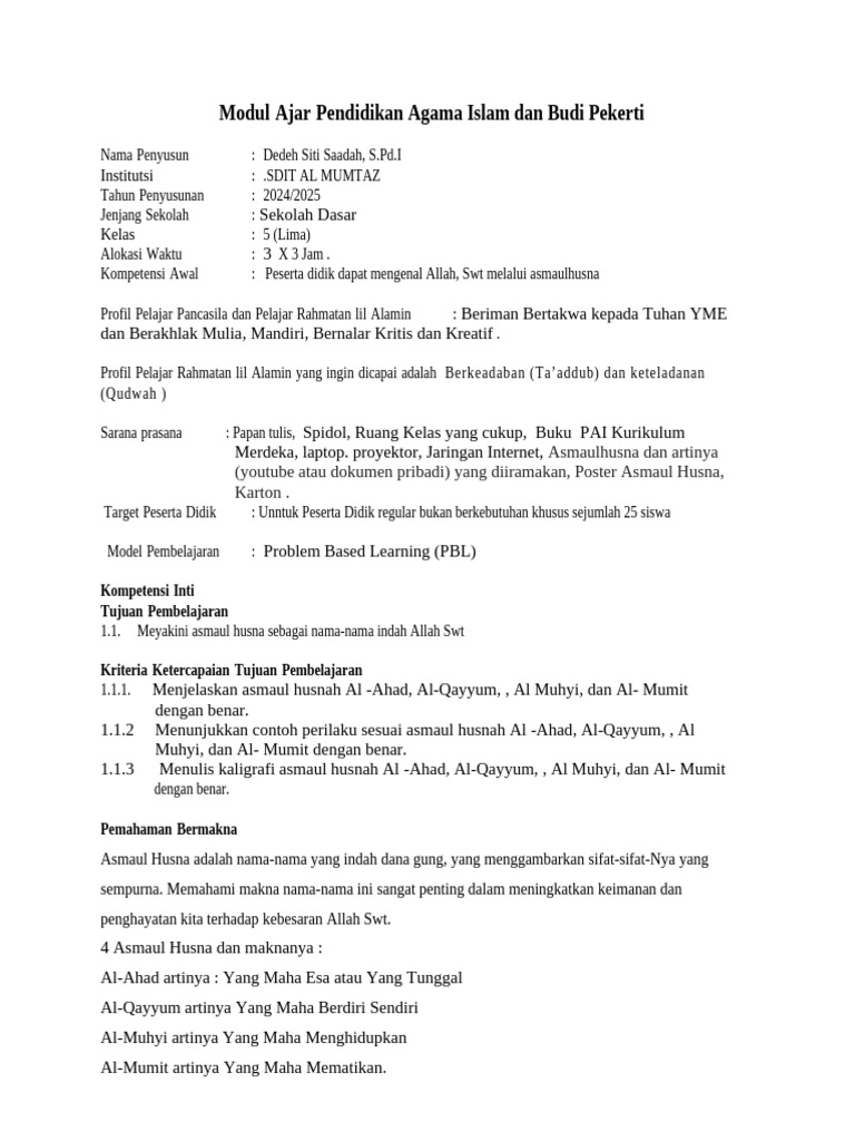 Modul Ajar PBL | PDF