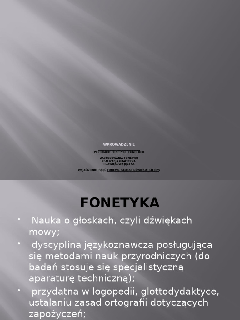 1 - Wprowadzenie Fonetyka - Fonologia | PDF