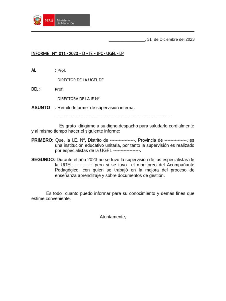 INFORME DE SUPERVISIÓN 2023 | PDF