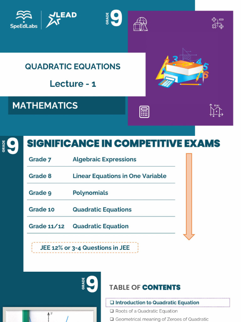 Quadratic Equations L1 Pdf