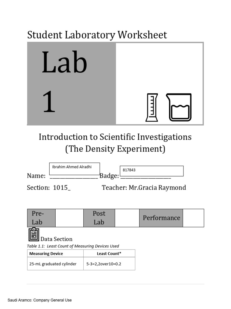 01 Introduction To Scientific Investigation Density Experiment | PDF