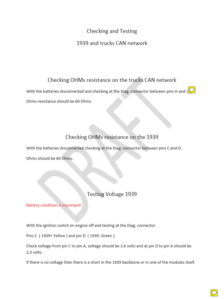 Ohms Test For CAN Network and Testing Voltage 1939 Cascadia | PDF ...