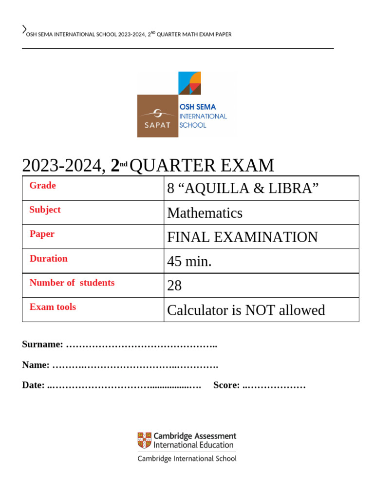 2ND QTR G8 FINAL Exam | PDF