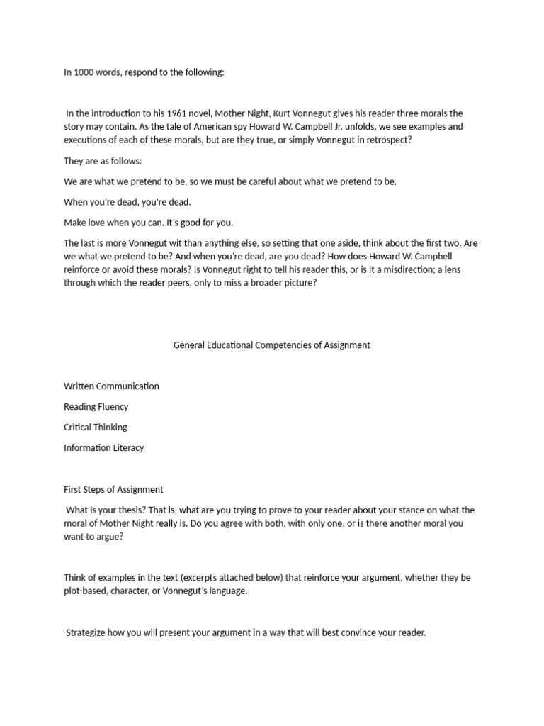 In 1000 Words | PDF | Kurt Vonnegut | General Fiction