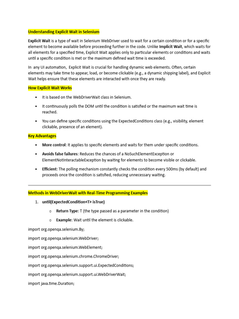 Wait Concept Pdf Selenium Software Computers