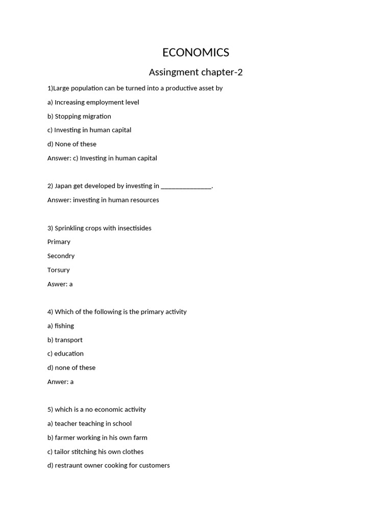 Economics Chapter 2 Assingment | PDF