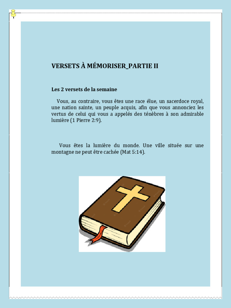 Versets À Mémoriser 2 | PDF