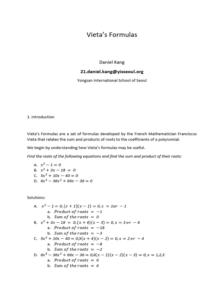 Vietas Formula | PDF