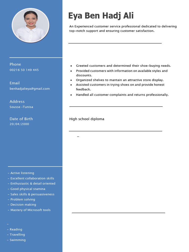 Eya Ben Hadj Ali - CV 3 | PDF