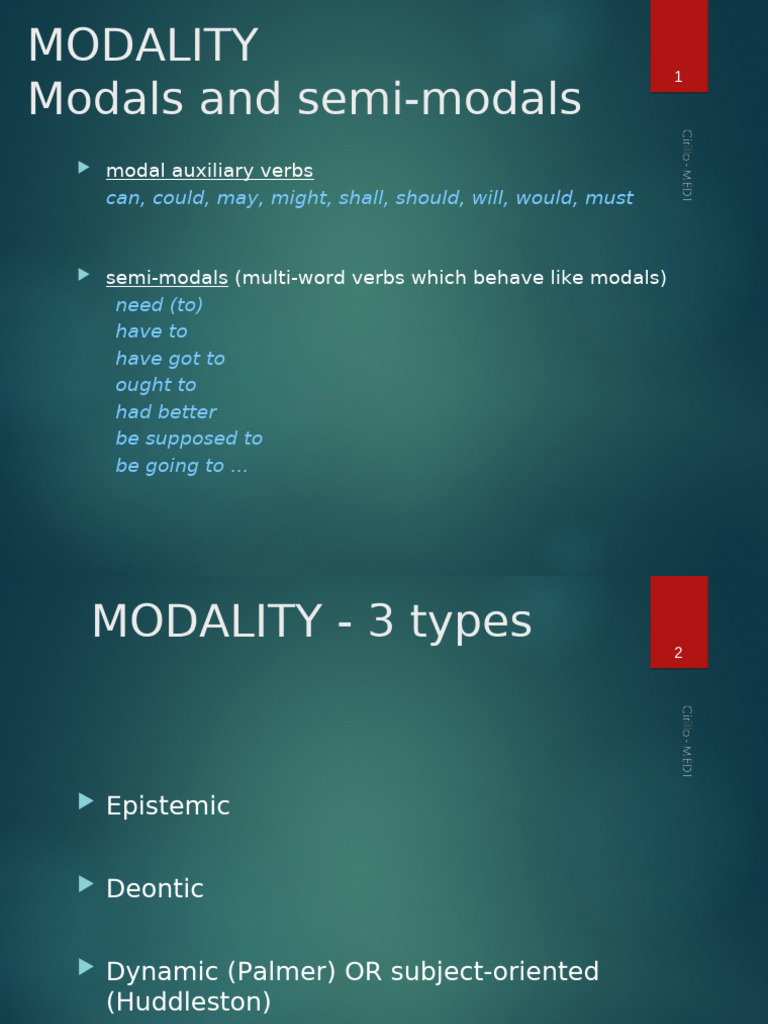 Cirillo - Lesson 15 - PP - Modals+exercises | PDF | Grammar | Semantic Units