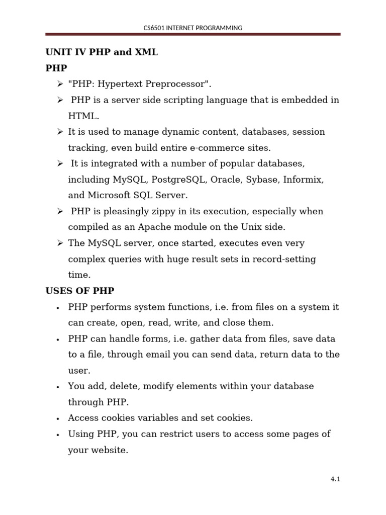 UNIT IV PHP and XML | PDF