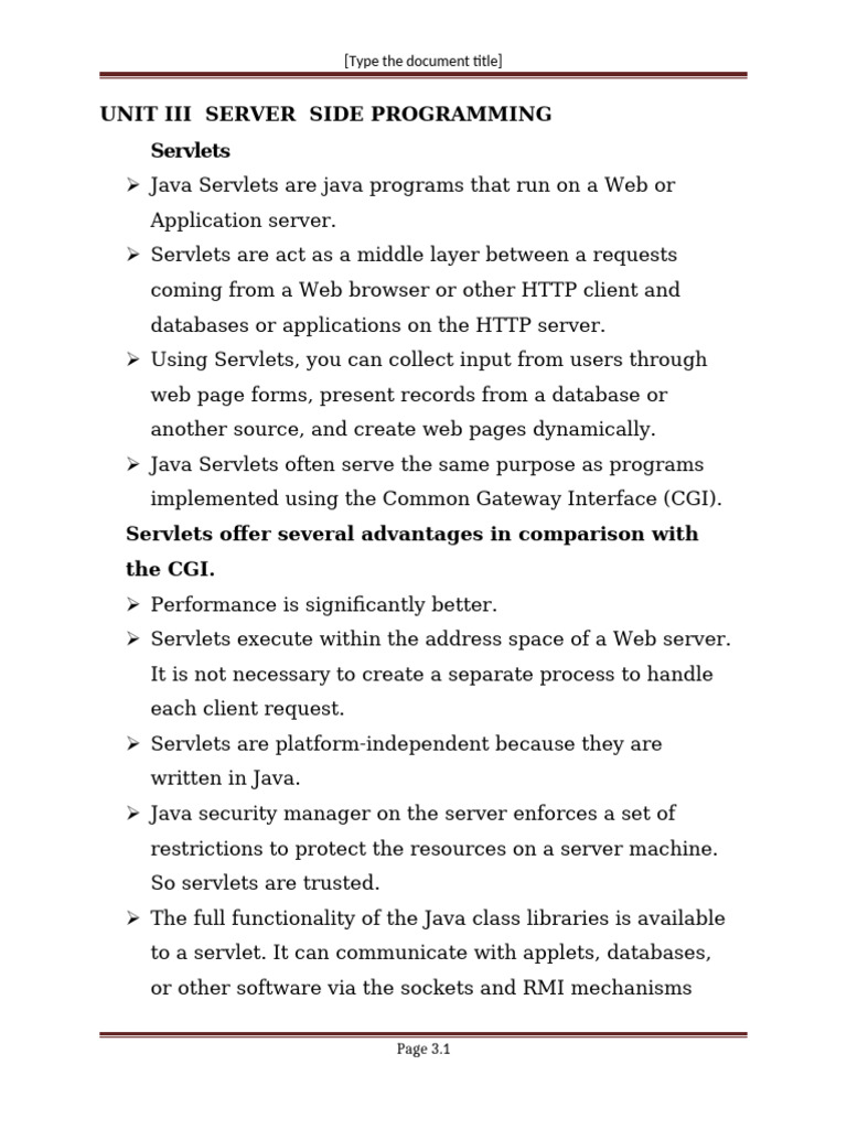 Unit Iii Server Side Programming | PDF