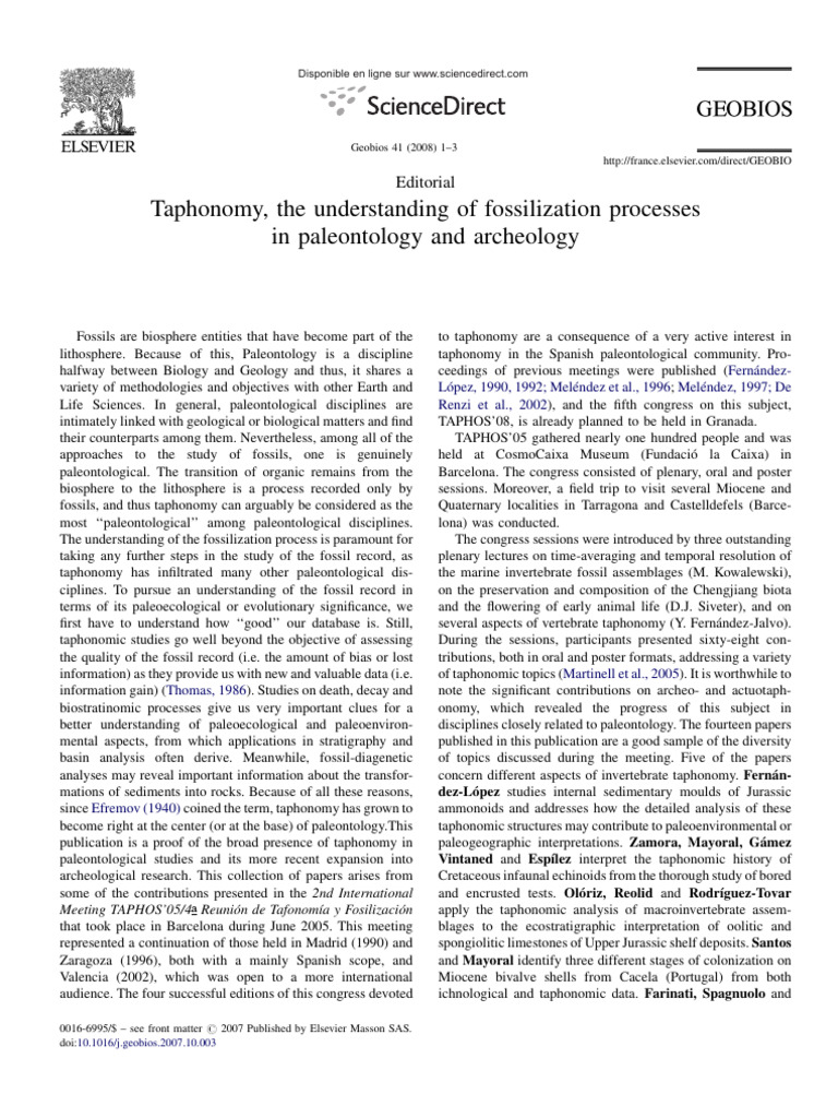 Taphonomy The Understanding of Fossiliza | PDF | Paleontology | Evolutionary Biology