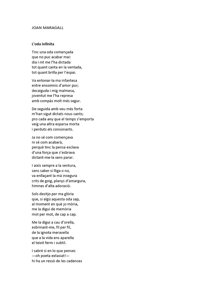 Joan Maragall (Antologia) | PDF