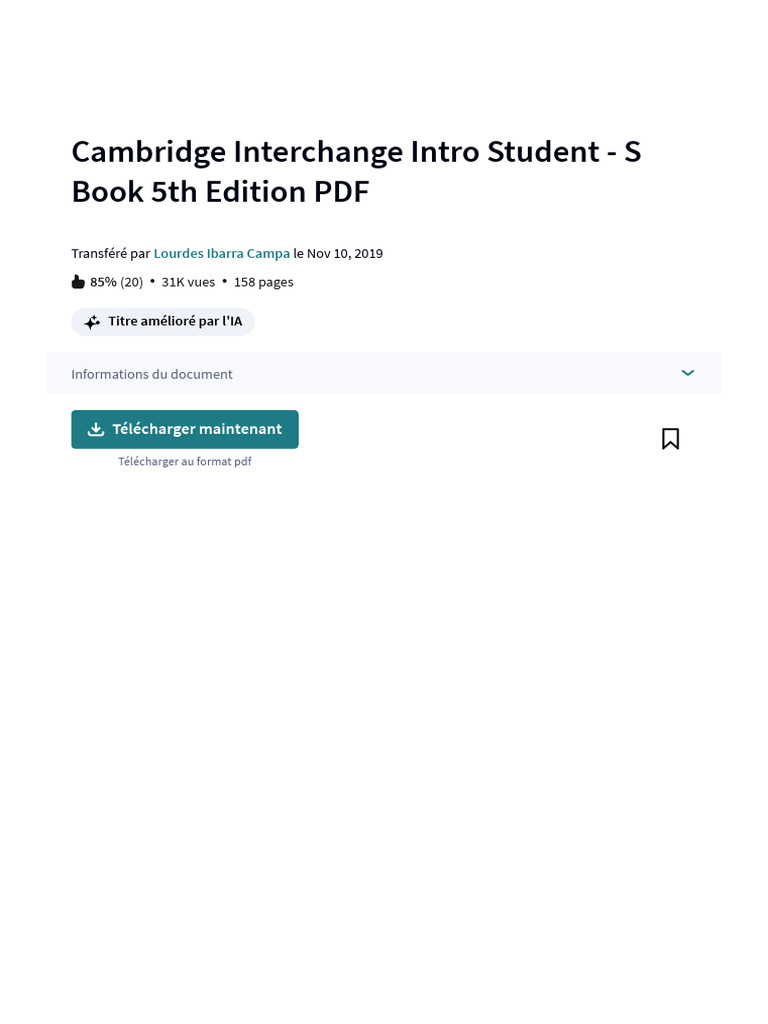 Cambridge Interchange Intro Student - S Book 5th Edition PDF - PDF | PDF