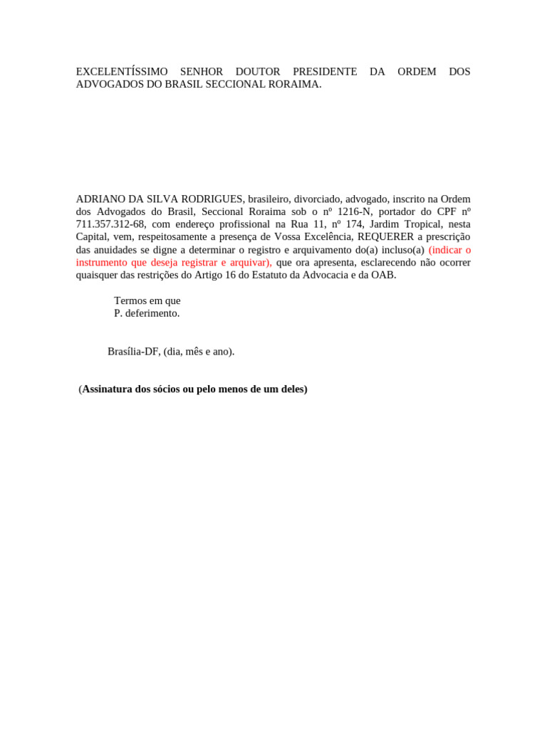 Modelo de Requerimento 1 | PDF